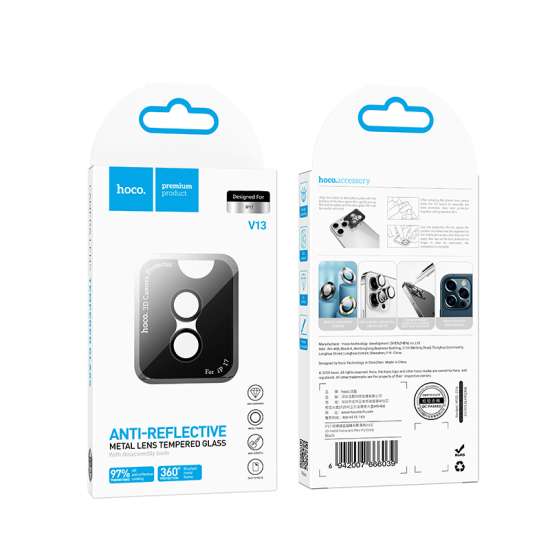 HOCO Metal Lens Film Anti-Reflection for iPhone 17 - Black - V13.17.BK